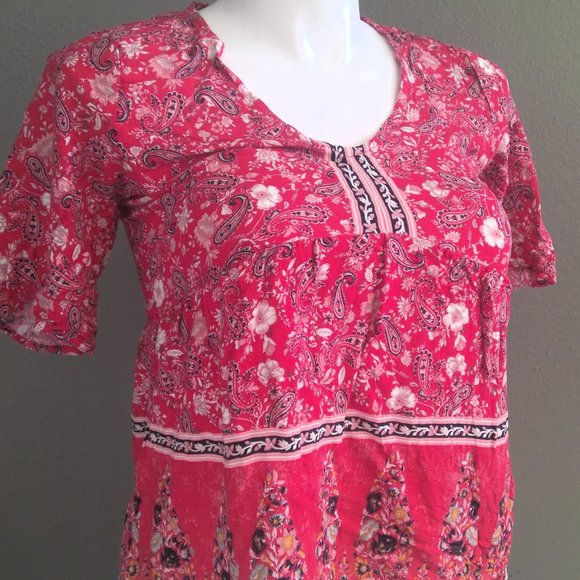 Knox Rose Tops Knox Rose Paisley Print Short Sleeve Blouse Top Xs